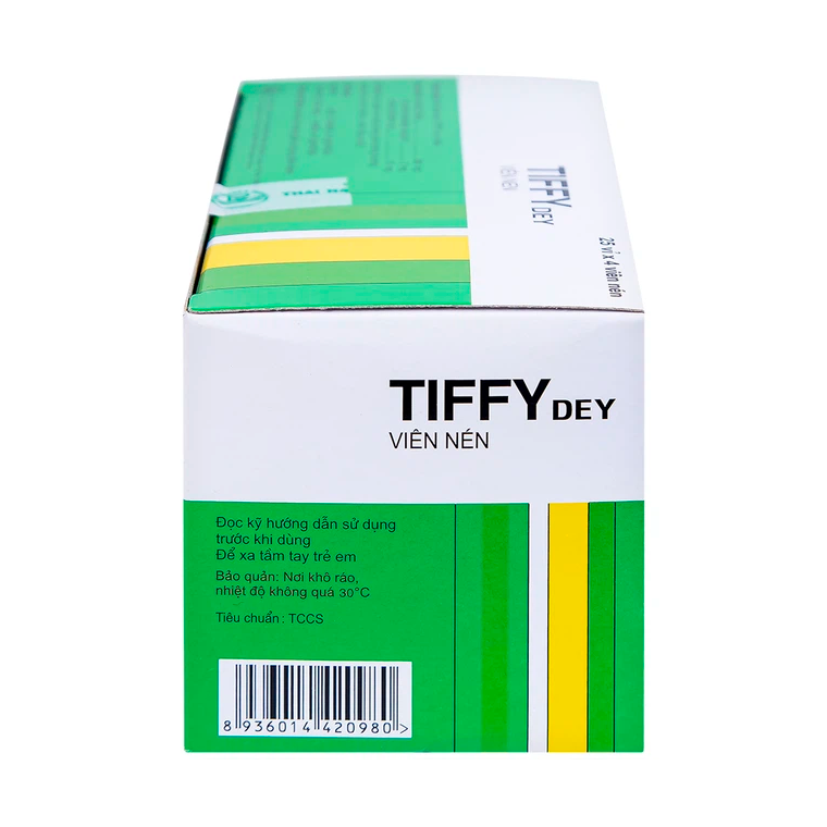 Thuốc Tiffy Dey điều trị cảm cúm, nghẹt mũi, sổ mũi (Hộp 25 vỉ x 4 viên)