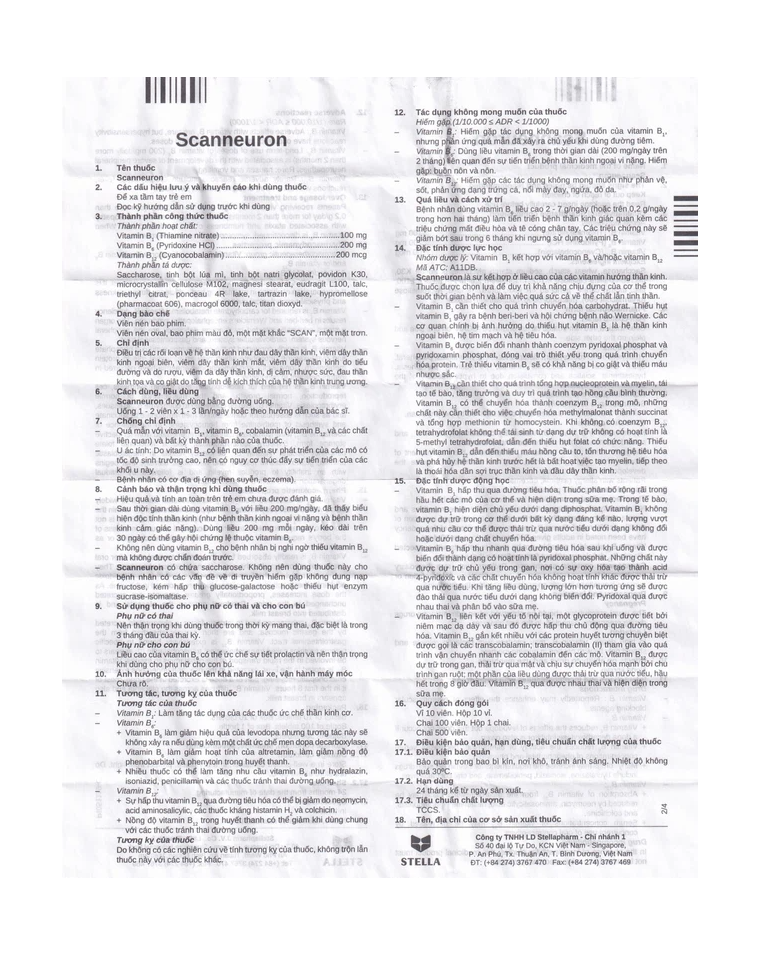 Thuốc Scanneuron hỗ trợ điều trị các rối loạn về hệ thần kinh (Hộp 10 ...